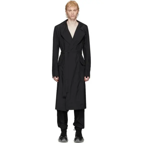 Rick Owens Black Champion Edition Nylon Trench Coat In 09 Blk - 74